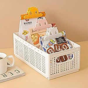 Byscyrj Foldable Storage Baskets with Dividers, Plastic Box Drawer Organizer for Baby Clothes,White Storage Containers Bins Small Baskets for Nursery Shelves Desktop Closet Playroom Office, 3 Pack