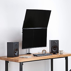 AVLT Dual 13"-32" Stacked Monitor Arm Desk Mount fits Two Flat/Curved Monitor Full Motion Height Swivel Tilt Rotation Adjustable Monitor Arm - Extra Tall/VESA/C-Clamp/Grommet