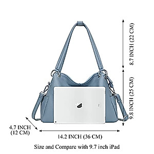 CHERISH KISS Shoulder Bag for Women Genuine Leather Purses and Handbags Ladies Hobo Bags Crossbody Satchel(K29 Blue-1)