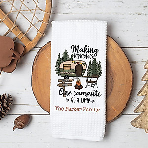 CANARY ROAD Personalized RV Camping Dish Towel | Making Memories Towel | Travel Trailer Gift | Camper Accessories | Dish Towel | Camper Decor
