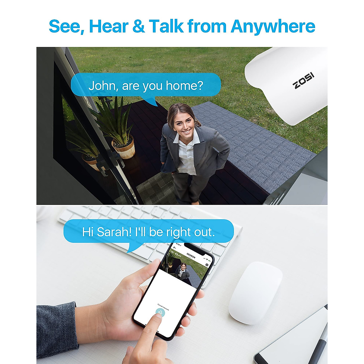 ZOSI ZG3023S Add-on Camera 3MP HD WiFi IP Network Camera Outdoor Indoor Home Security Camera Only Compatible with ZOSI NVR Recroder Video Surveillance Camera System(Model:ZR08GP)