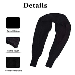 GLOWCHY Snowfall Sweater Scarf with Sleeves Cozy Knitted Wrap Shawl Autumn Winter Warm Crochet Cape Blanket GL2004