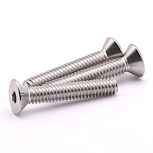 RoyceMart M4-0.7 x 30 mm (50 Pack) Stainless Steel Flat Head Socket Head Cap Screws, Hex Drive Flat Head Screws Machine Screws, Full Thread, Bright Finish