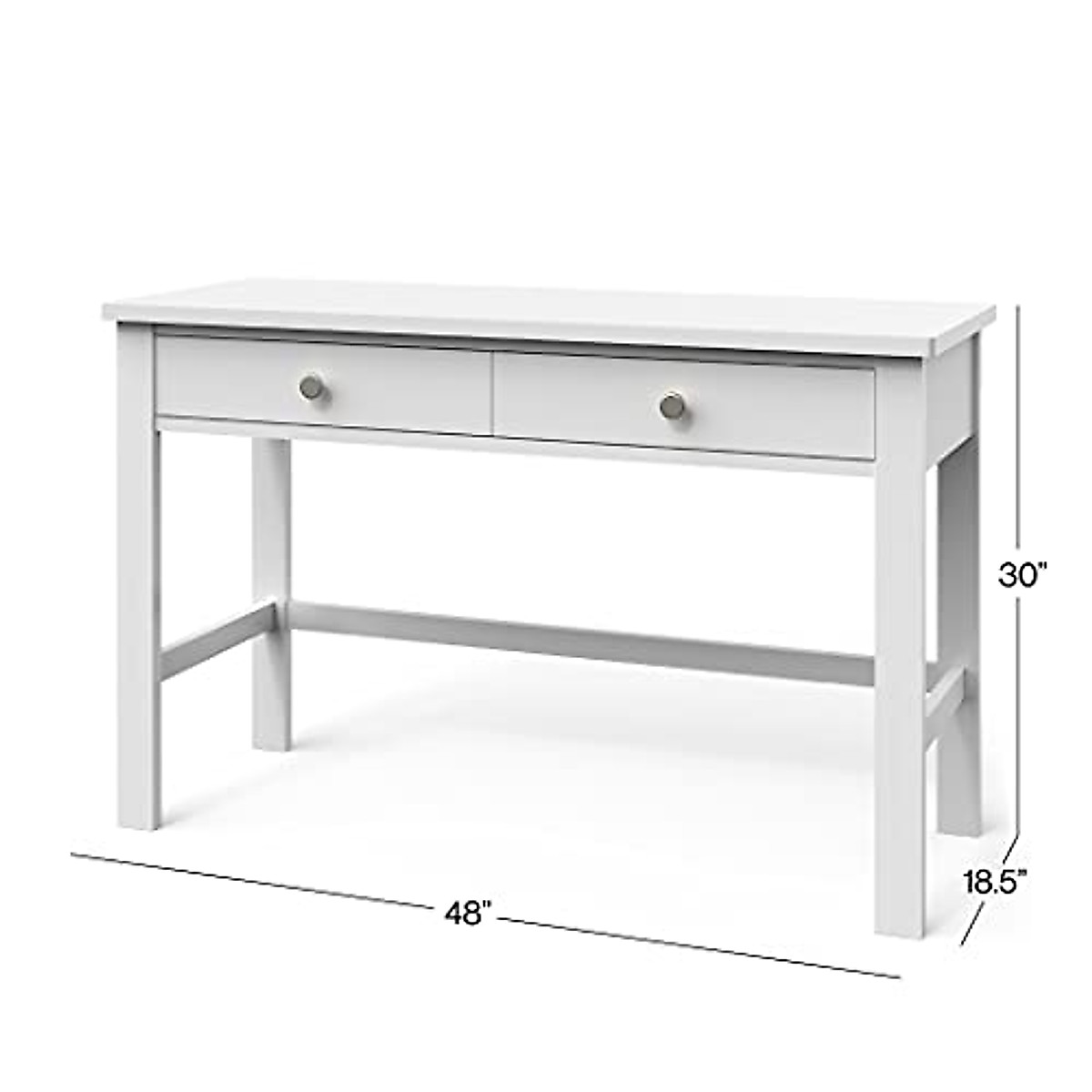 Child Craft Forever Eclectic Harmony Writing Computer Desk with Drawers, Multipurpose Bedroom Writing Table with Storage Space, Small Wood Desk, 48 Inches (Matte White)