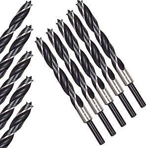LIVTE 12 Inch Long Brad Point Drill Bit, 5 Pcs 5/8 Inch (16mm Diameter) High Speed Steel Twist Drill Bits for Woodworking, Black, 12inch / 16mm
