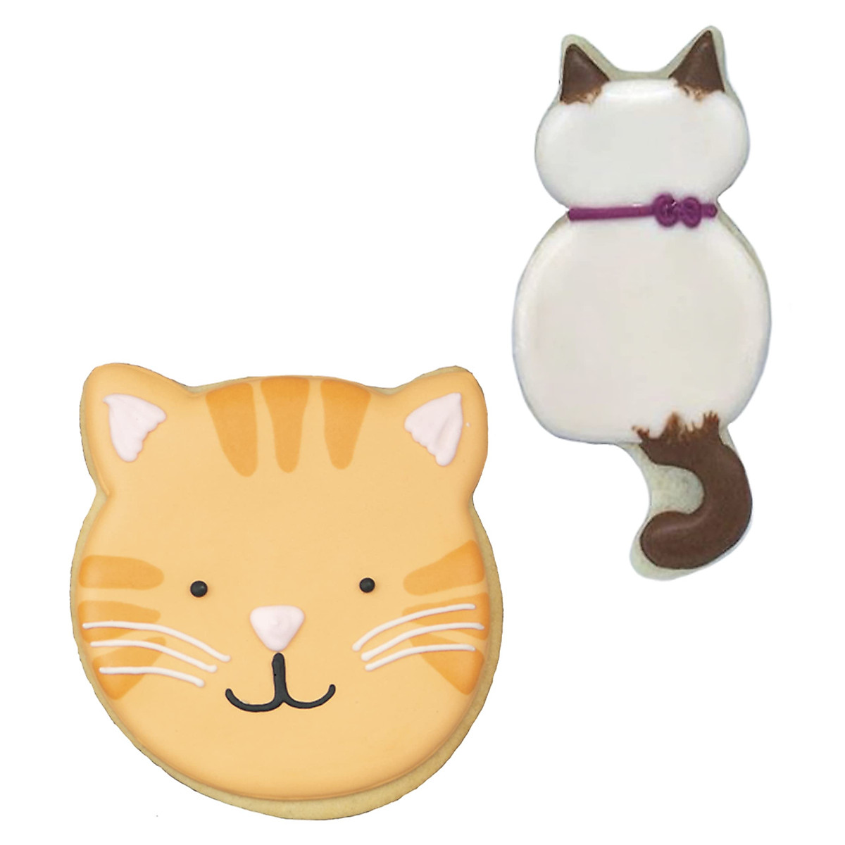 Cat Cookie Cutters 2-Pc. Set Made in the USA by Ann Clark, Cat Face, Kitty Cat