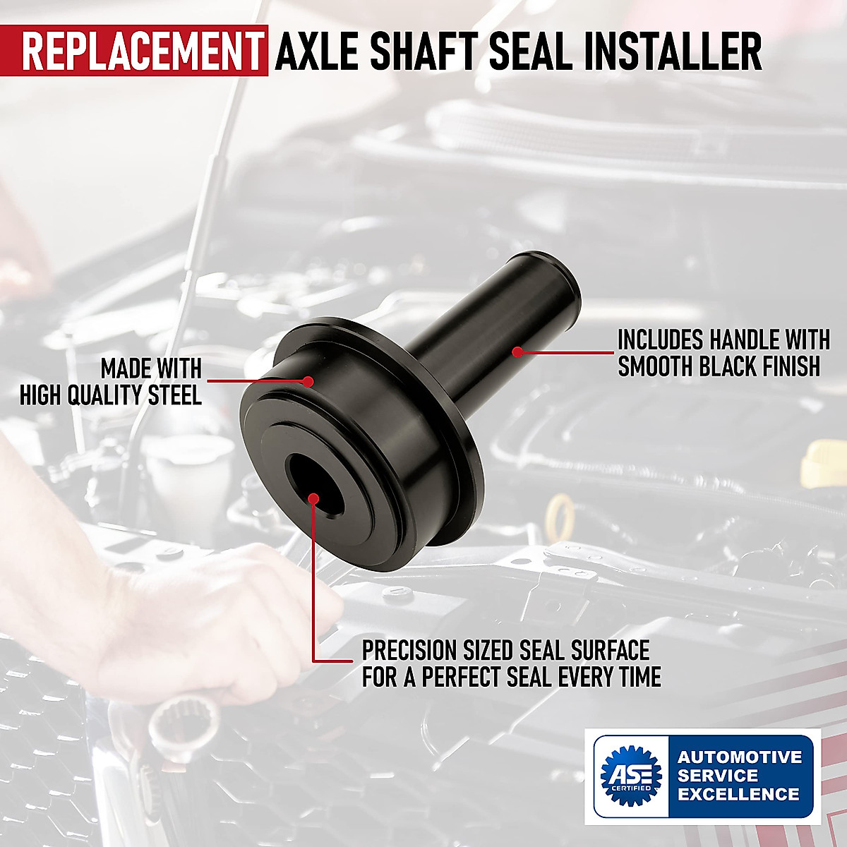 Axle Shaft Seal Installer - Compatible with Ford Vehicles - 1998-2004 F-250, F-350 Super Duty, F-450, F-550, Excursion 4x4 - Replaces 6695, T83T-3132-A1, 205-429 - Wheel Knuckle Vacuum Seal Tool Press