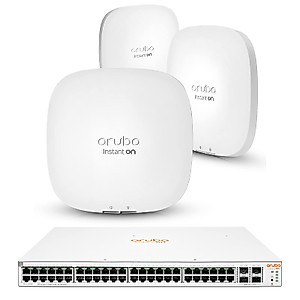 Aruba a Hewlett Packard Enterprise company Instant On 1930 48G Class4 PoE 4SFP/SFP+ 370W Switch + 3 Instant On AP22 (US) Access Points (JL686A+R4W01A)