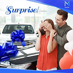 Mata1 Big Car Bow (Blue, 18 inch) Giant Gift Bows, Big Bow for Car, Gift Bow, Big Blue Bow, Large Car Bow, Big Gift Bow, Car Pull Bow, New Car Bow, Huge Car Bows, Car Ribbon Bows