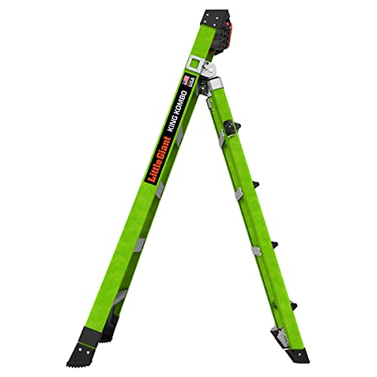 Little Giant Ladders, King Kombo 2.0 XT, Industrial, M6, 6 Ft. A Frame, 10 Ft. Extension, Fiberglass, Type 1AA, 375 lbs Weight Rating, (13936-071), Hi-viz Green