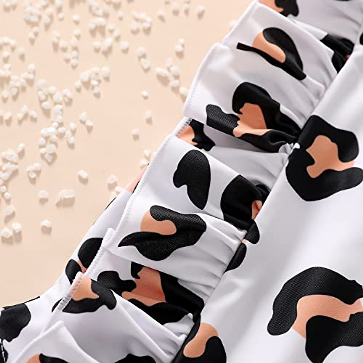 YOUNGER TREE Infant Baby Girl Swimsuit Plaid Beach Bikini Ruffles Swimwear Bathing Suit Outfits (3-6 Months, Leopard)