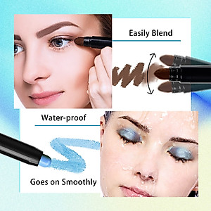 Oillase 12 PCS Eyeshadow Stick Sets with Smudge Proof Eyeshadow Primer Base, Waterproof Glitter Eyeshadow Pen with Soft Brush, Cream Eye Shadow Stick Makeup, Shimmer and Matte Eyeshadow Pencil Crayon