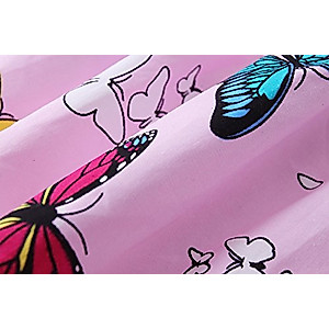 SMILING PINKER Little Girl Dresses Summer Butterfly Kids Toddler Cotton Sundress (Pink, 5 Years)