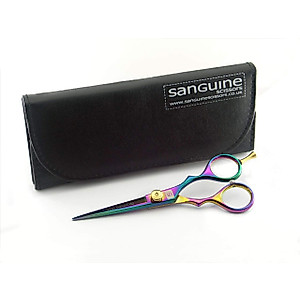 Beard Trimming Scissors, Mustache Scissors, Titanium - 5.5" (14cm) + Presentation Case and Tip Protector