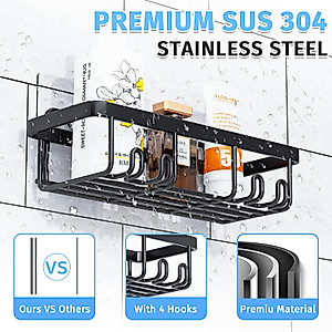 WESTRUE Shower Caddy 5 Pack Shower Shelves No Drilling Shower Rack with Soap Dish Adhesive Shower Organizer Shower Storage for Inside Shower-Black