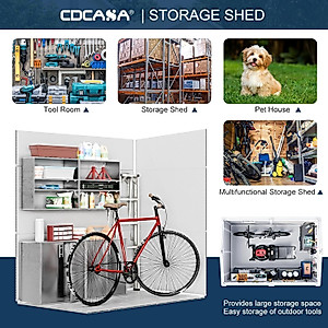 CDCASA 6x4 FT Resin Storage Shed, Waterproof Outdoor Shed with Floor & Lockable Door & Window & Vents Included, Plastic Tool Shed for Outside, Backyard, Patio, Poolside, Lawn, Dove Gray