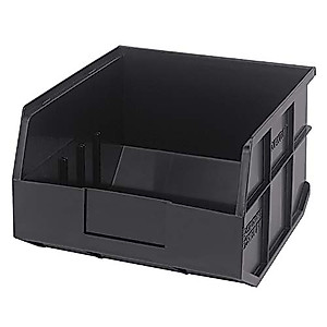 Quantum Storage K-SSB425BK-3 3-Pack Stackable Plastic Shelf Bin, 12" x 11" x 7", Black