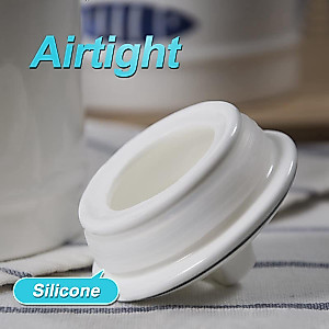 COCOYA 10cup/85oz Large Ceramics Jar with Lid,Big Dry Food Storage Canister Container Porcelain Kitchen Countertop Pantry Farmhouse Round Heavy Store Candy Bean Flour Snacks Cookie Cereal (White)