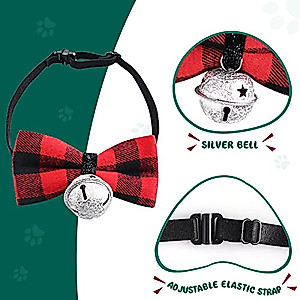 Christmas Dog Bandanas 3 Piece Dog Santa Hat Scarf Bow Tie Set Buffalo Plaid Bib Costume for Pet Christmas Outfit for Small Medium Dogs Cats