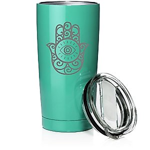 Smooth Body Tumbler Stainless Steel Vacuum Insulated Travel Mug Cup Gift Evil Eye (Teal, 20 oz)