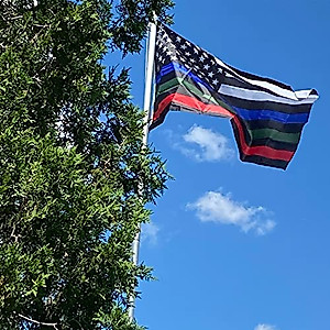 Thin Blue Red Green Line American Flag 3x5 Outdoor- Police Firefighter Military American Flags- USA Flag Support Fire Military Law Enforcement Officers