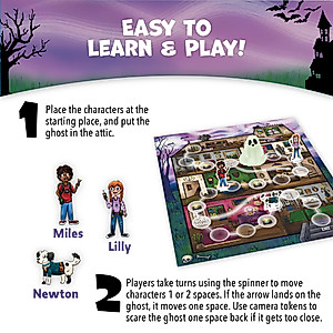 Peaceable Kingdom Ghost in The Attic - Cooperative Board Game for Family Game Night – Unique Glow-in-The-Dark Board Game - Great for Kids Ages 5 & Up
