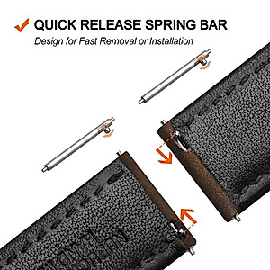 ANNEFIT 20mm Watch Band with Stainless Steel Silver Buckle, Vintage Nubuck Suede Soft Leather watch Strap with Quick Release (Dark Brown)