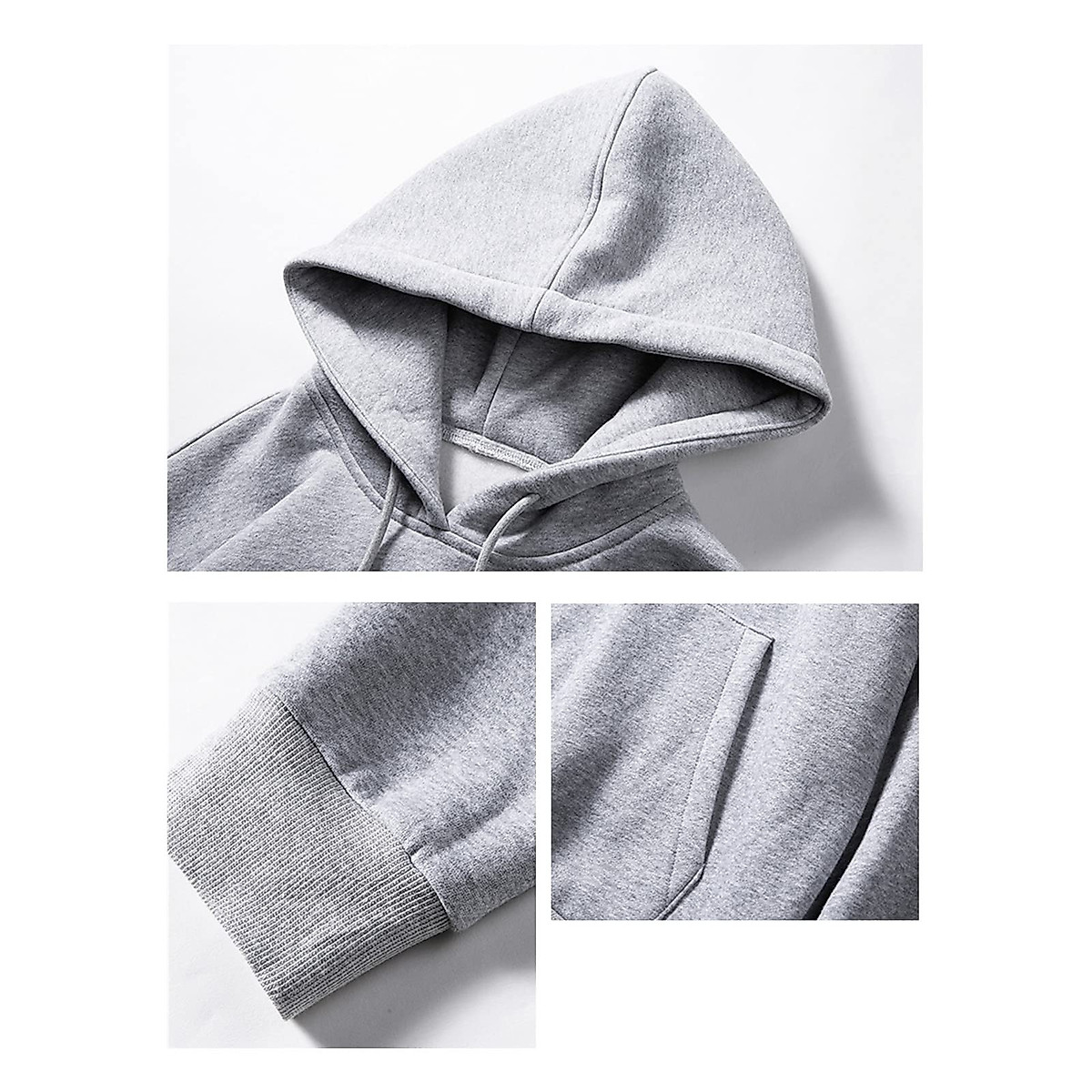 Maiyifu-GJ Men's Solid Loose Fit Pullover Hoodies Casual Athletic Hooded Sweatshirts Long Sleeve Hoodie with Kanga Pocket (Light Grey,Medium)