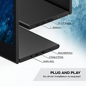 Mobile Pixels Glance Portable Monitor, 16" FHD 1080P Monitor, Travel Monitor with Dual Speakers, Tilt Adjustment & Non-Slip, HDMI USB C Connection Plug & Play Extra Monitor for Laptop, macOS, Windows