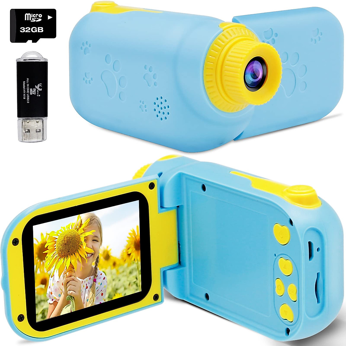 YTETCN Kids Camcorder - Kids Video Camera with 32 GB SD Card, 1080P HD Camera Digital Camcorder Toys for Kids Age 3-8, Birthday for 3 4 5 6 7 8 Years Old (Blue)