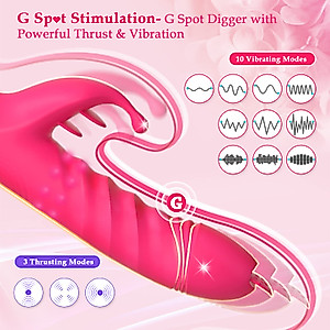 Thrusting G Spot Rabbit Dildo Vibrator, Tongue Licking Rotating Vibrating Women Couples Adult Sex Toys, MHYNNR Female Clitoris Vibrator Wand Stimulator Toy, Dildos Vibrators for Woman Her Pleasure