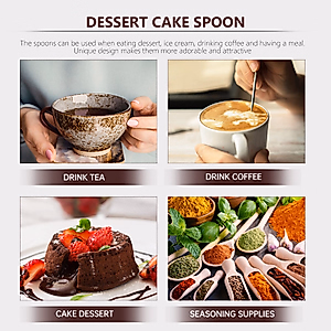 Hemoton 5pcs Stainless Steel Coffee Spoons Wood Handle Tea Spoons Dessert Ice Cream Cake Tasting Spoon Dinner Spoon for Home Kitchen Restaurant