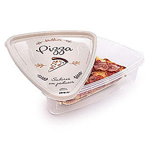 Pizza Slice Container Storage with Lids. Tray, Holder and Saver. 4 Plastic Packs to go. The Best Idea to Serve Pizza to Your Kids. (4, Fendy)