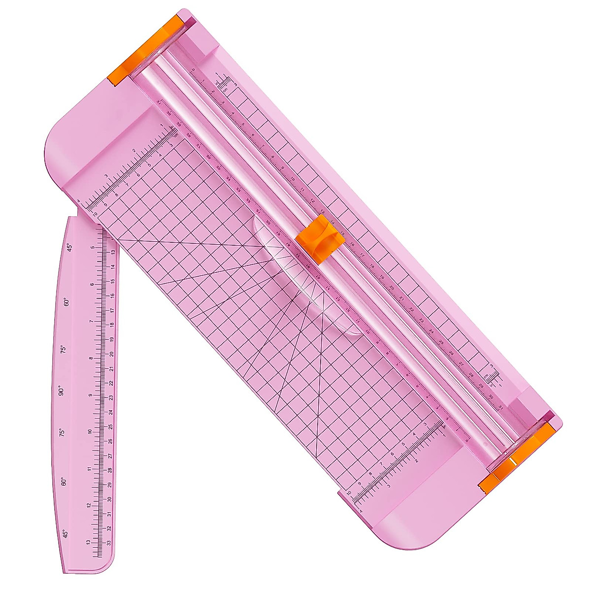 Paper Cutter 12 Inch Titanium Paper Trimmer Scrapbooking Tool with Automatic Security Safeguard and Side Ruler for A4, Craft Paper, Label, Photo and Cardstock (Pink)