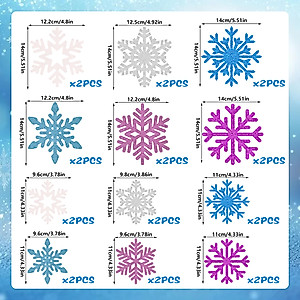 54 PCS Glittery Snowflakes Hanging Swirls Ceiling Streamers Snowflake Hanging Decorations for Winter Wonderland Snowflake Themed Party Decorations Birthday and Christmas Decor