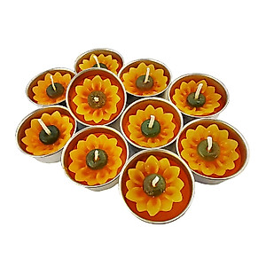 HukDok Flower Shape Tealight Candles for Birthday Party Home Décor Spa Wedding Anniversary Valentine's Day Mother's Day Celebration Baby Shower Decoration. (Sunflower)