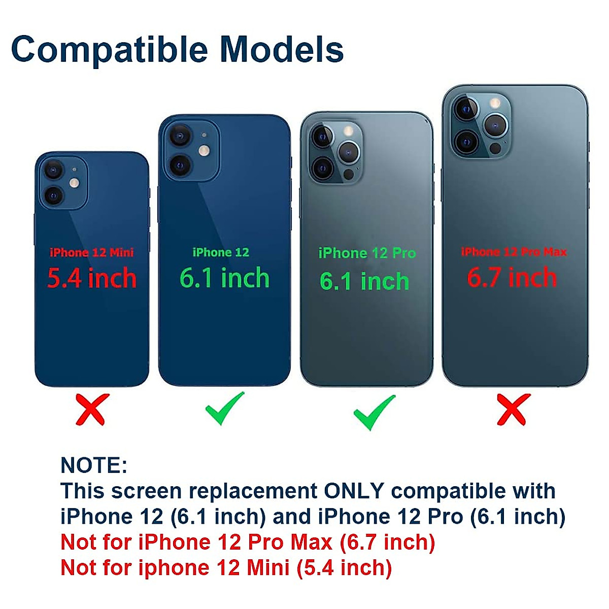 Tsikoyooe for iPhone 12/12 Pro Screen Replacement 6.1 inch, 3D Touch LCD Display Digitizer Touch Screen Assembly with Repair Tools, Compatible with iPhone 12/12 Pro 6.1 inch