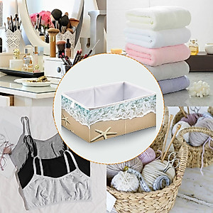 Kigai Storage Basket Summer Beach Shells Foldable Storage Bin 11 X 11 X 11 Inches Cube Storage Baskets Box for Shelves Closet Laundry Nursery Bedroom Home Decor