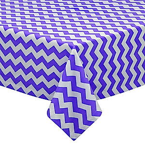 Runner Linens Factory Square Chevron Tablecloth 54x54 Inches (Purple & White)
