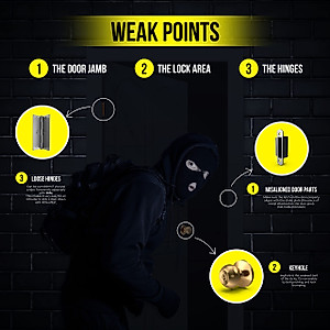 Door Armor MAX - Door Reinforcement Kit for Anti Kick Door Security, Door Reinforcement Plate for Door Jamb & Door Frame, 3-Piece Home Door Security - Aged Bronze