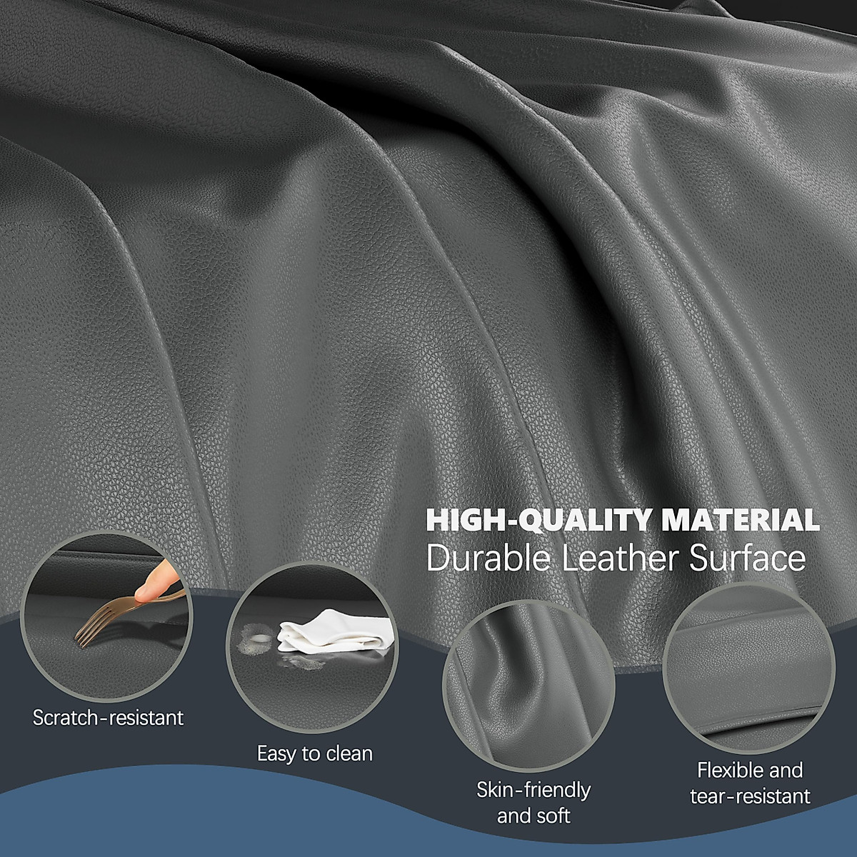 CozNook Ergonomic Executive Office Chair, Leather Desk Chair Comfy, Big and Tall Office Chair with Wheels,Lumbar Support and Padded Arms,Swivel Wide Computer Chair (Grey)