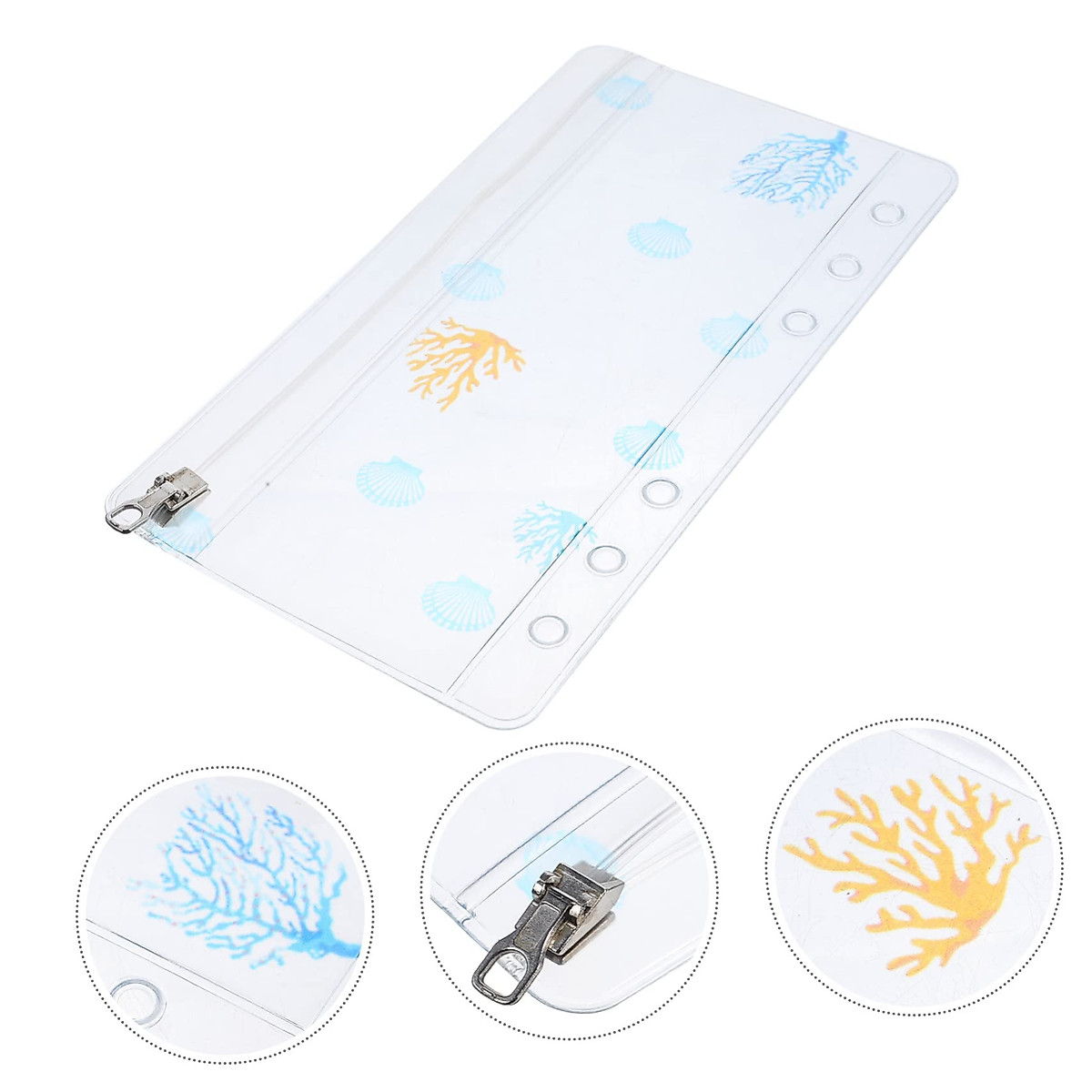 STOBOK 5pcs Loose-leaf Book Zip Bag Binder Pouch Pocket Protector 6-holes Money Envelopes 6 Holes Binder Pockets Pvc Cash Envelopes Clear Binder Pvc Zip Bag Sheet Business Card