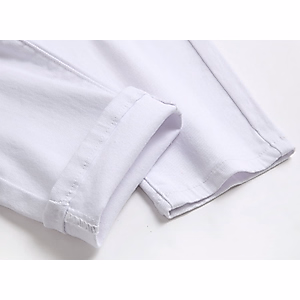 RXXKKK Men's Classic Zipper Biker Regular Fit Flex Jean (36, 6611 White)