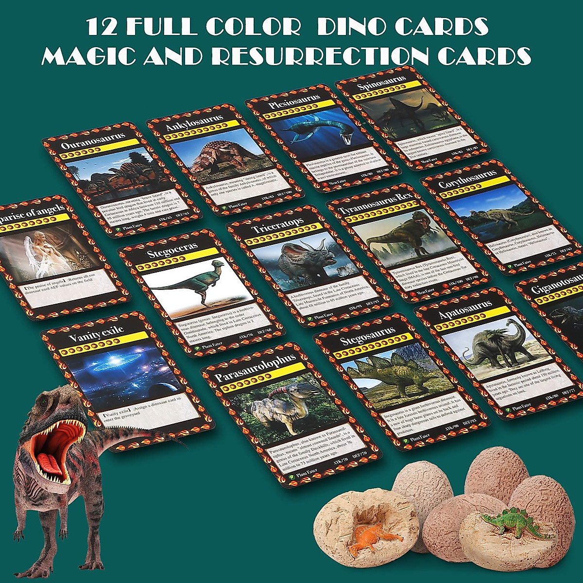 DoDoMagxanadu Dinosaur Eggs,12 Dino Eggs Dig Excavation Kit Dinosaur Toys for Boys, Science STEM Dinosaur Party Favors Goodie Bag Stocking Stuffers for Boys & Girls Ages 3-5 4-7 5-7+