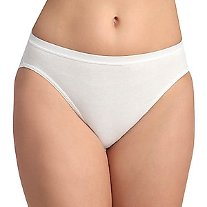 Fruit of the Loom Women's 3 Pack Cotton Hi-Cut Brief Panty, White, 6
