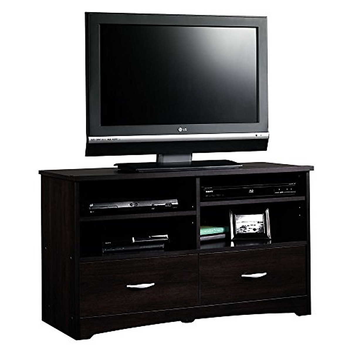 Sauder Beginnings TV Stand with Drawers, For TV's up to 46", Cinnamon Cherry finish