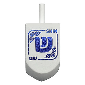 Izzy 'n' Dizzy Hanukkah Dreidels - Extra Large Blue and White Wooden Dreidel - 2 Pack