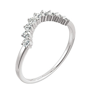 14K White Gold Moissanite Curved Crown Wedding Band-size 8 0.27cttw DEW by Charles & Colvard