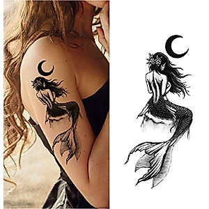 YAKAGO 13 Pieces Mermaid Temporary Tattoos For Women Girls Waterproof Fake Tattoo Stickers