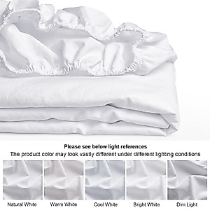 PHF 100% Garment Washed Cotton Fitted Sheet Full Size - Cozy Cloud Soft Linen Like Bottom Sheet Only with Elastic Deep Pockets, Easy Fit Breathable Warm not Shrink,54"x 75",White,No Pillowcase